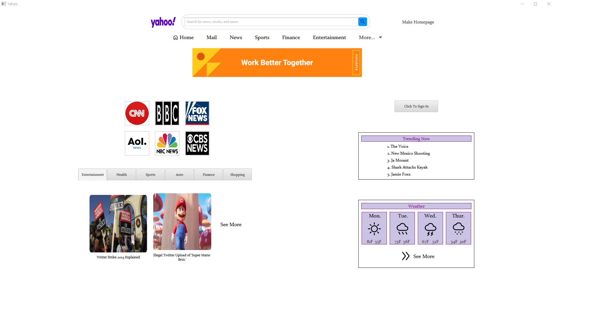 Yahoo Portal Recreation